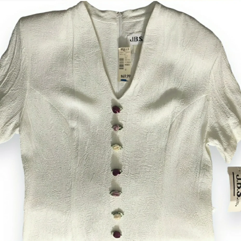 J.B.S. | Dresses | Jbs Ltd Ivory V Neck Dress With Rose Details ...